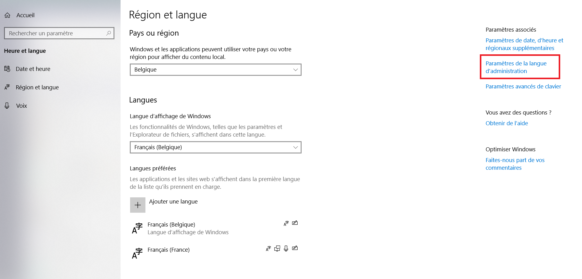 Changer la langue de windows 10 | Wonac.be Changer la langue de windows 10 | Wonac.be